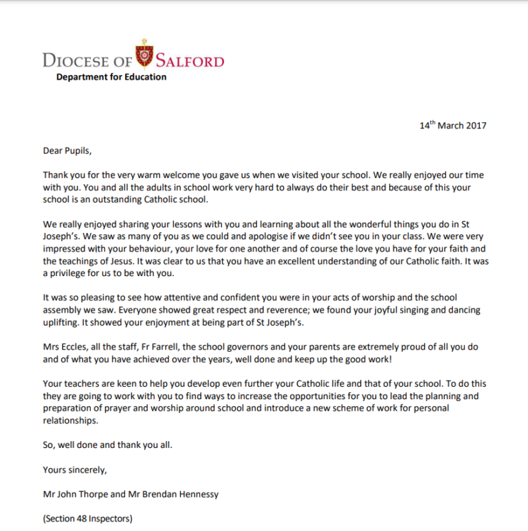 Inspection Report - St Joseph's Catholic Primary School